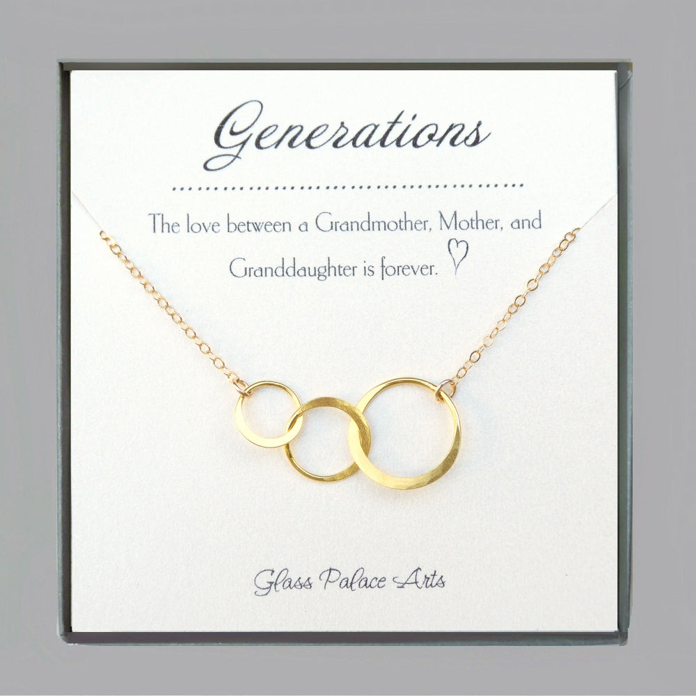 Infinity Necklace For Three Generations On Message Card – Glass Palace Arts